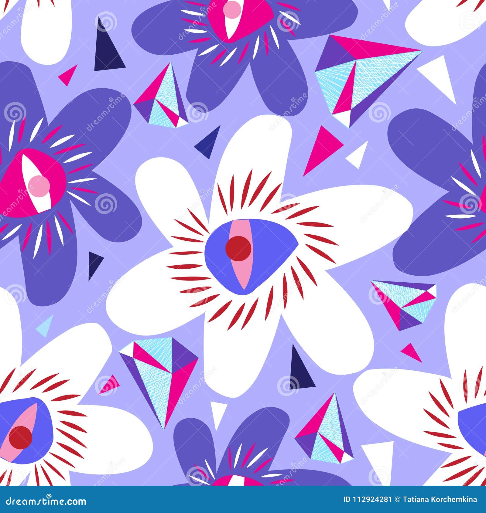 Vector Bright Seamless Lilac Pattern from Different Flowers Stock ...