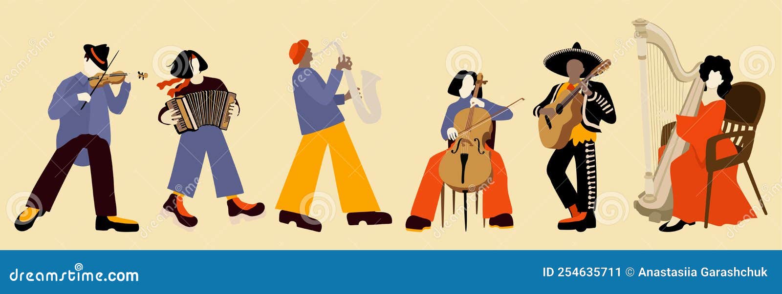 Vector Bright Set Of Various Musicians. | CartoonDealer.com #254635711