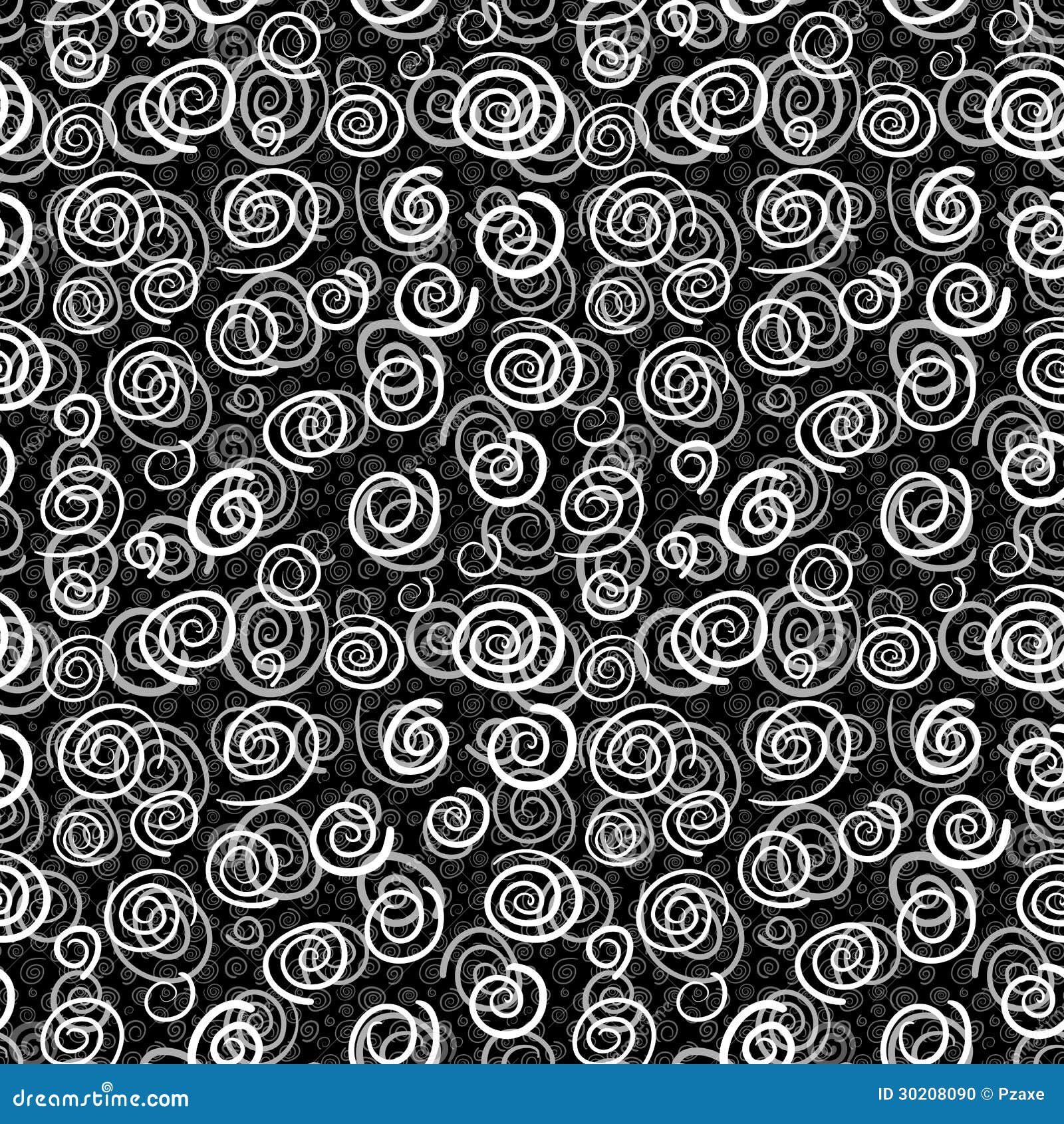 Vector Spirals on Black Background - Seamless Patt Stock Vector ...