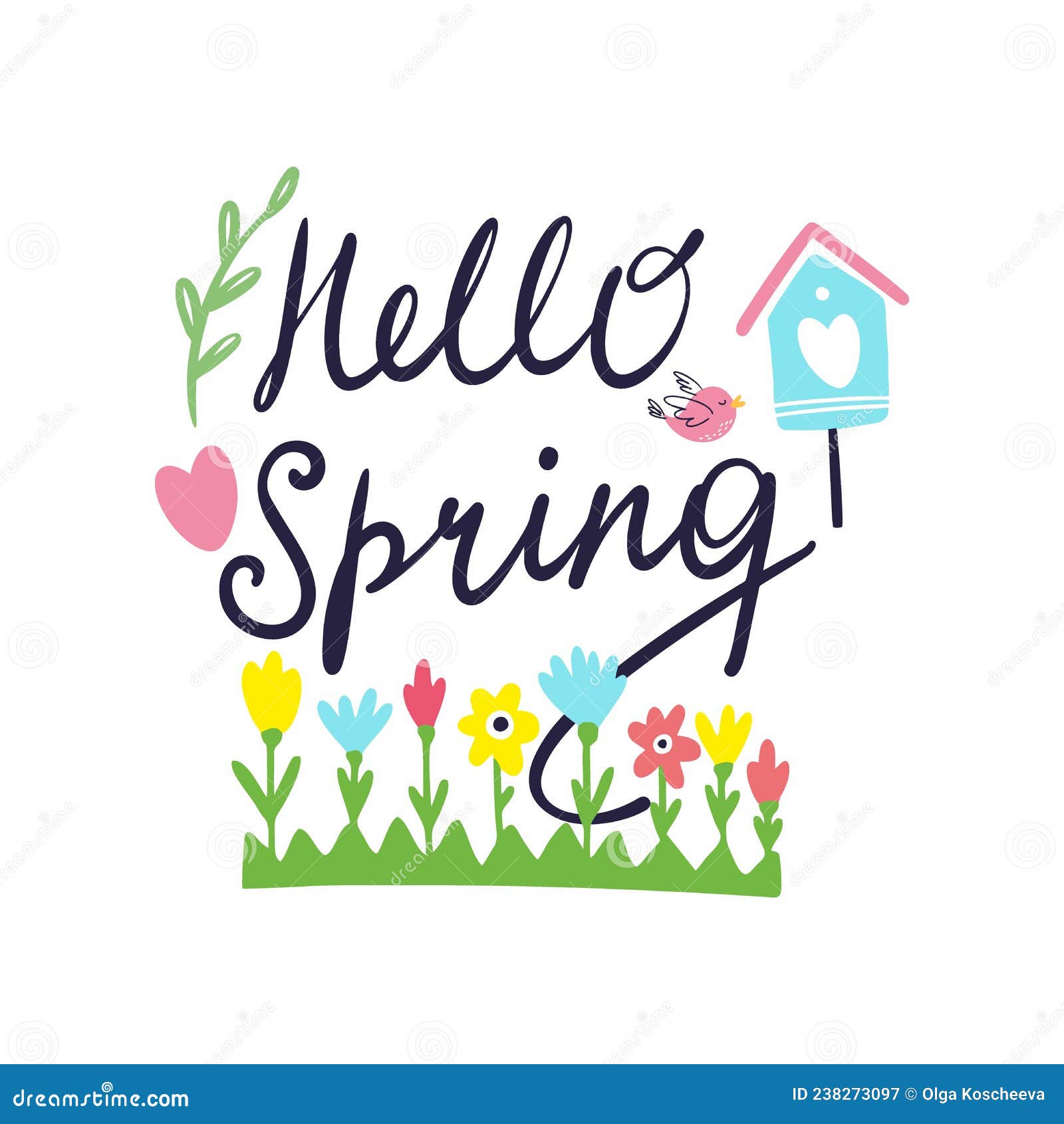 Vector Bright Spring Calligraphy Written by Hand Stock Vector ...