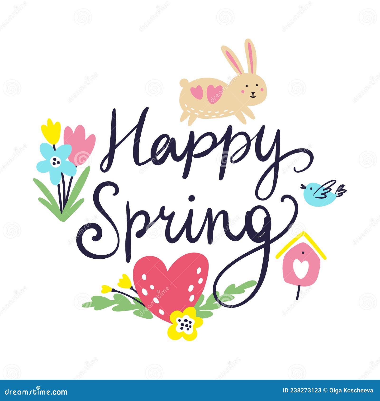 Vector Bright Spring Calligraphy Written by Hand Stock Vector ...