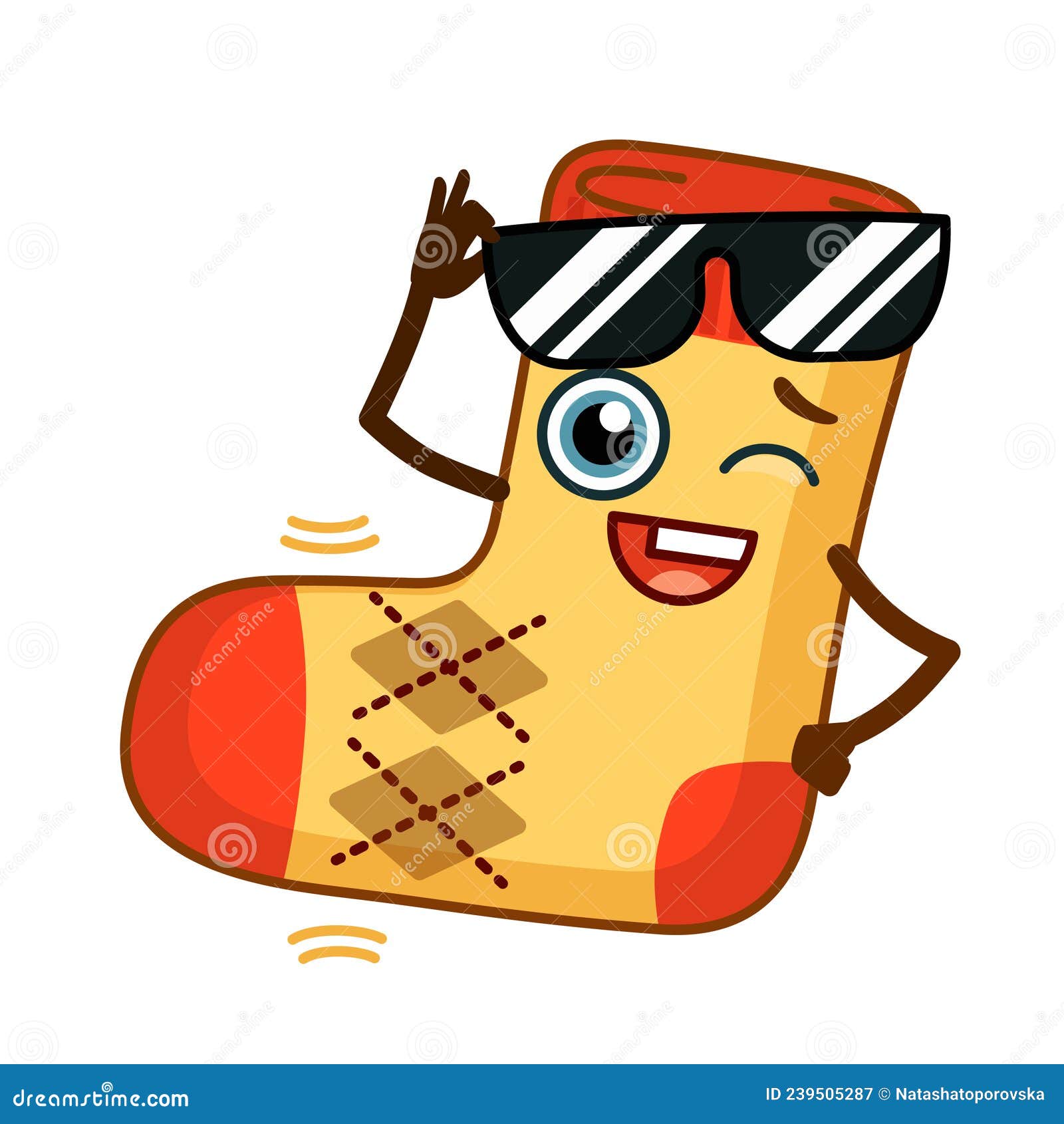 Vector Bright Sticker. Funny Emoji Socks in a Cartoon Style Stock ...