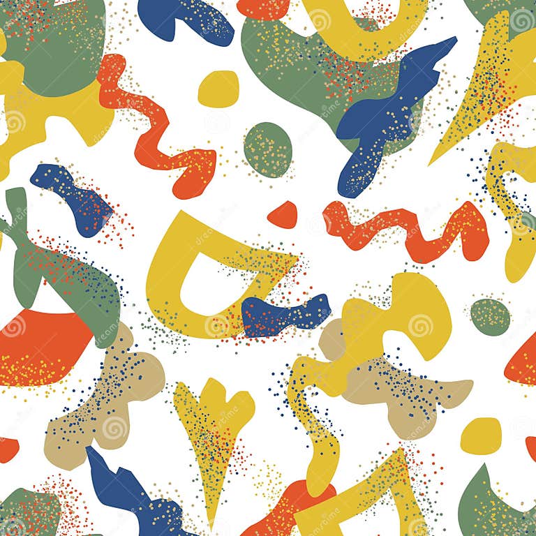 Vector Bright Textural Abstract Seamless Pattern on White Isolated ...