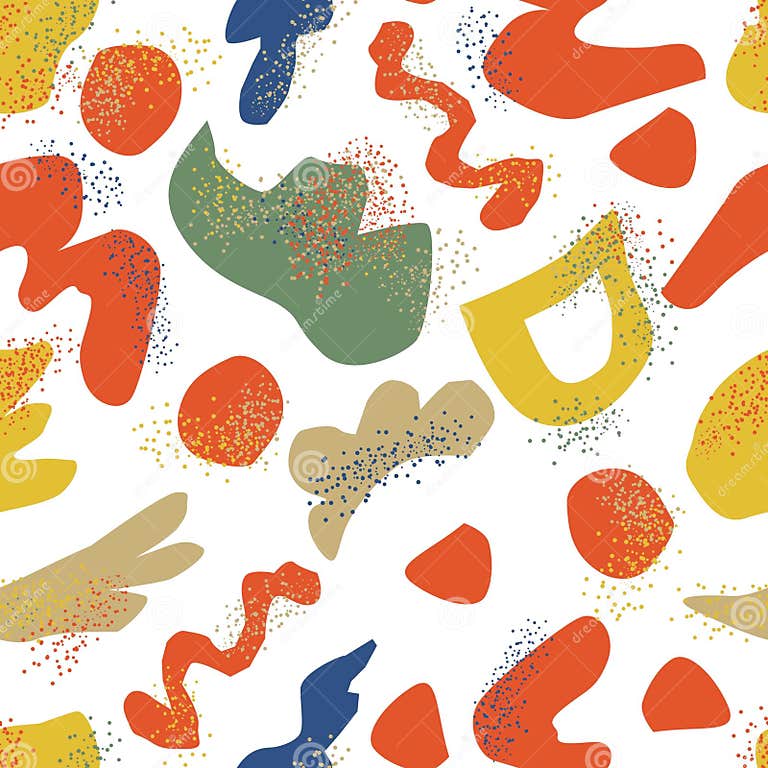 Vector Bright Textural Abstract Seamless Pattern on White Isolated ...