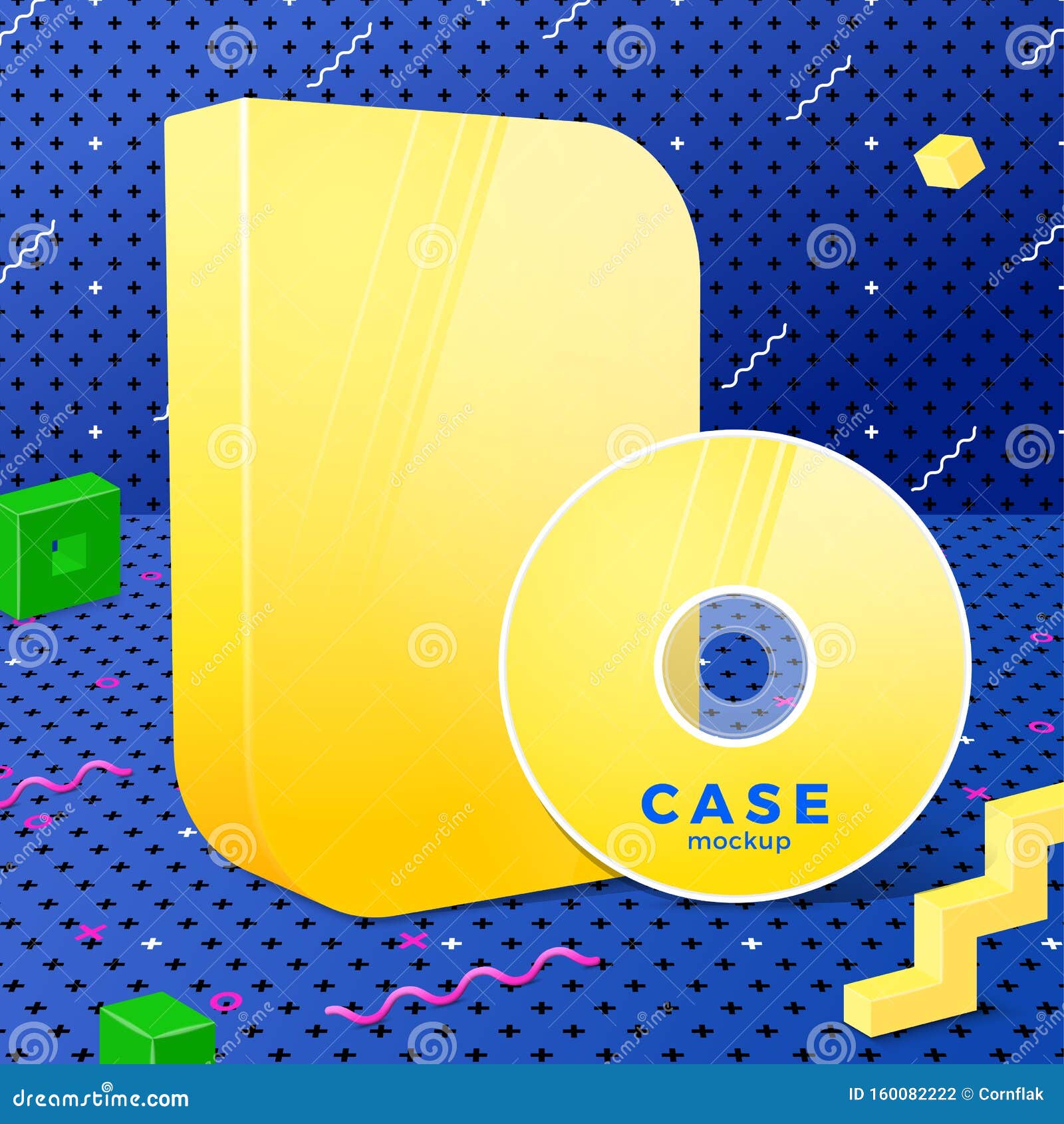 Vector Bright Yellow Realistic Disk and Box Mockup Stock Vector ...