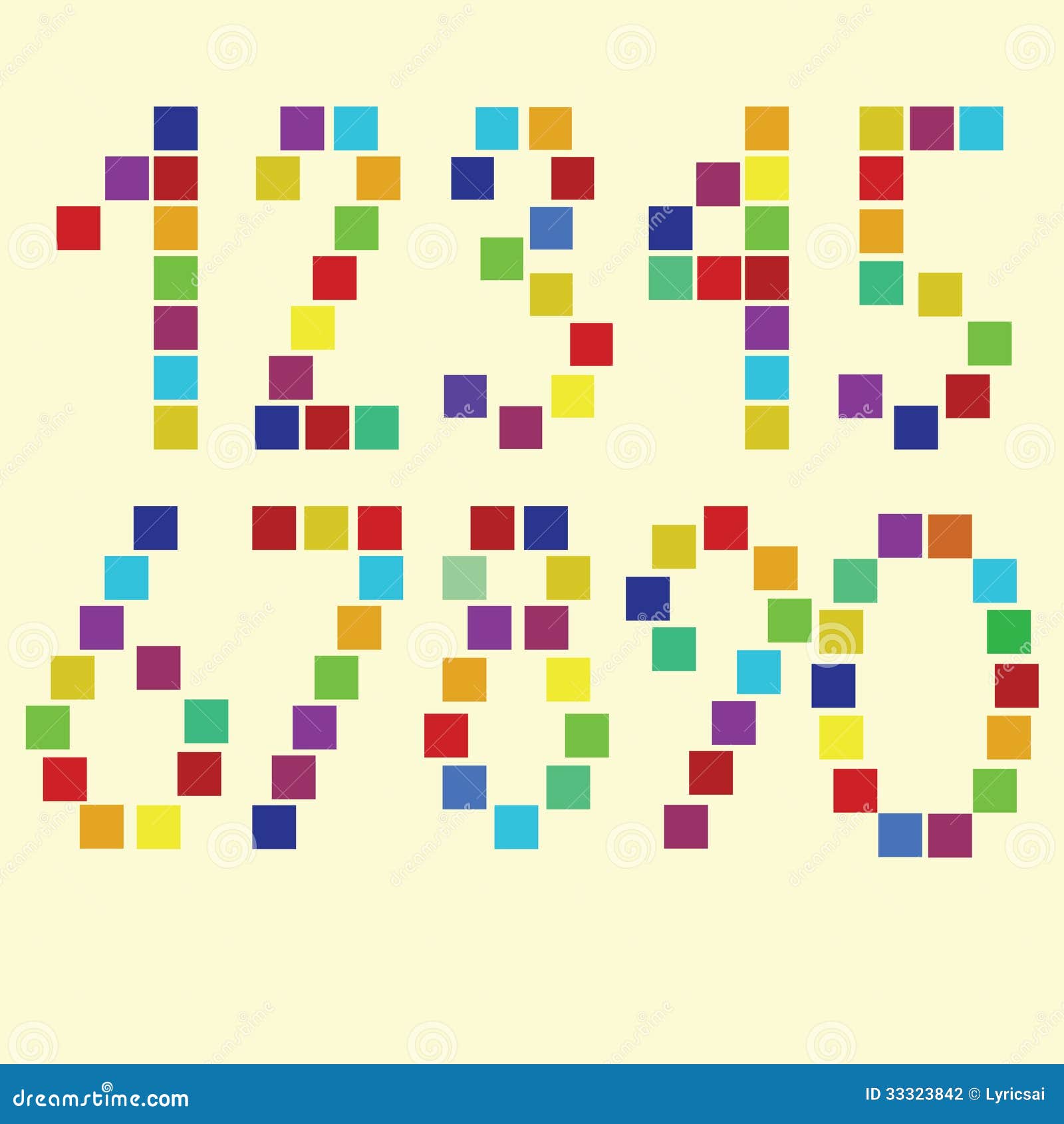 Vector Brightful Square Numbers Stock Vector - Illustration of seven ...