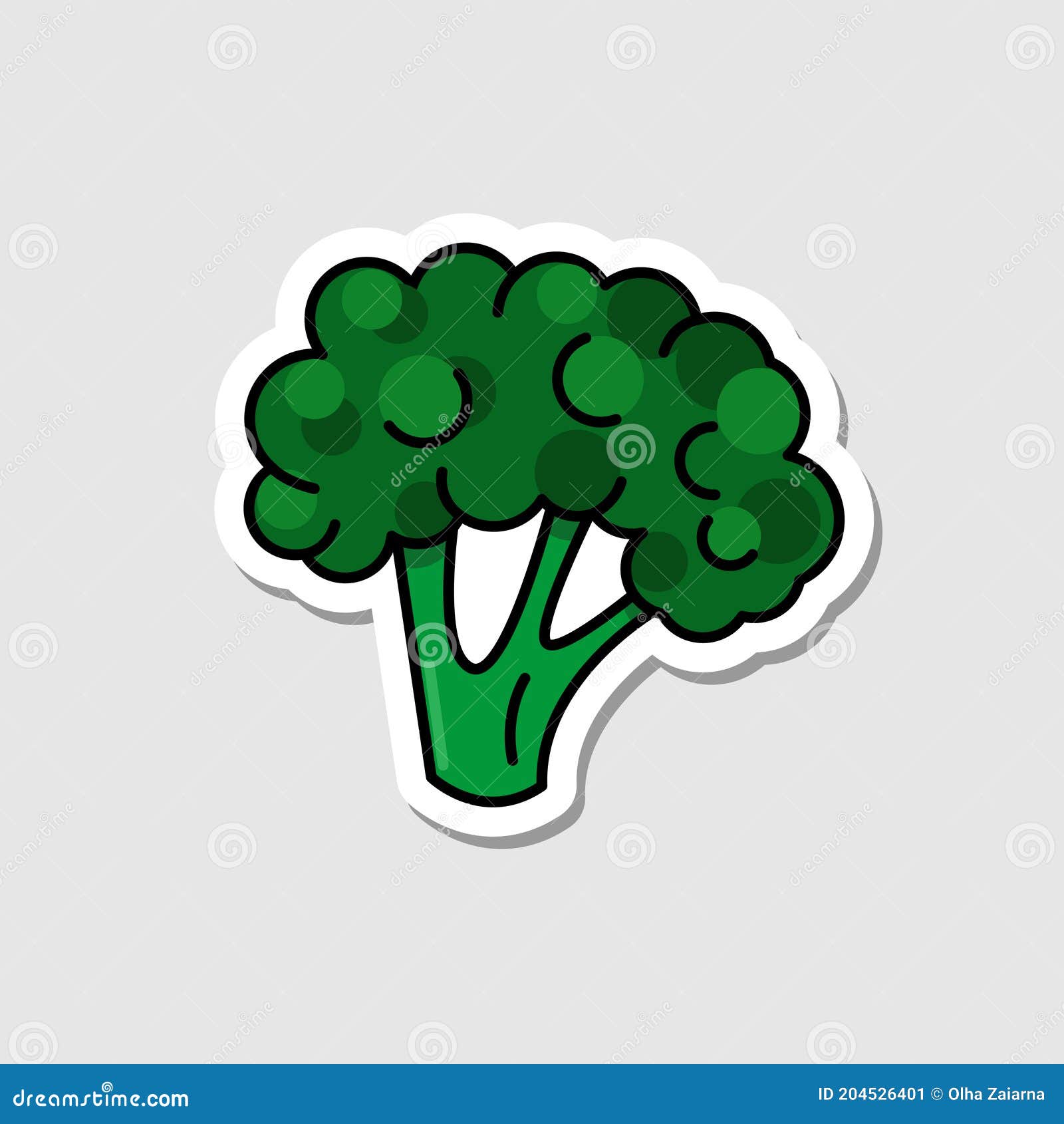 Vector Broccoli Sticker in Cartoon Style. Isolated Vegetable with ...