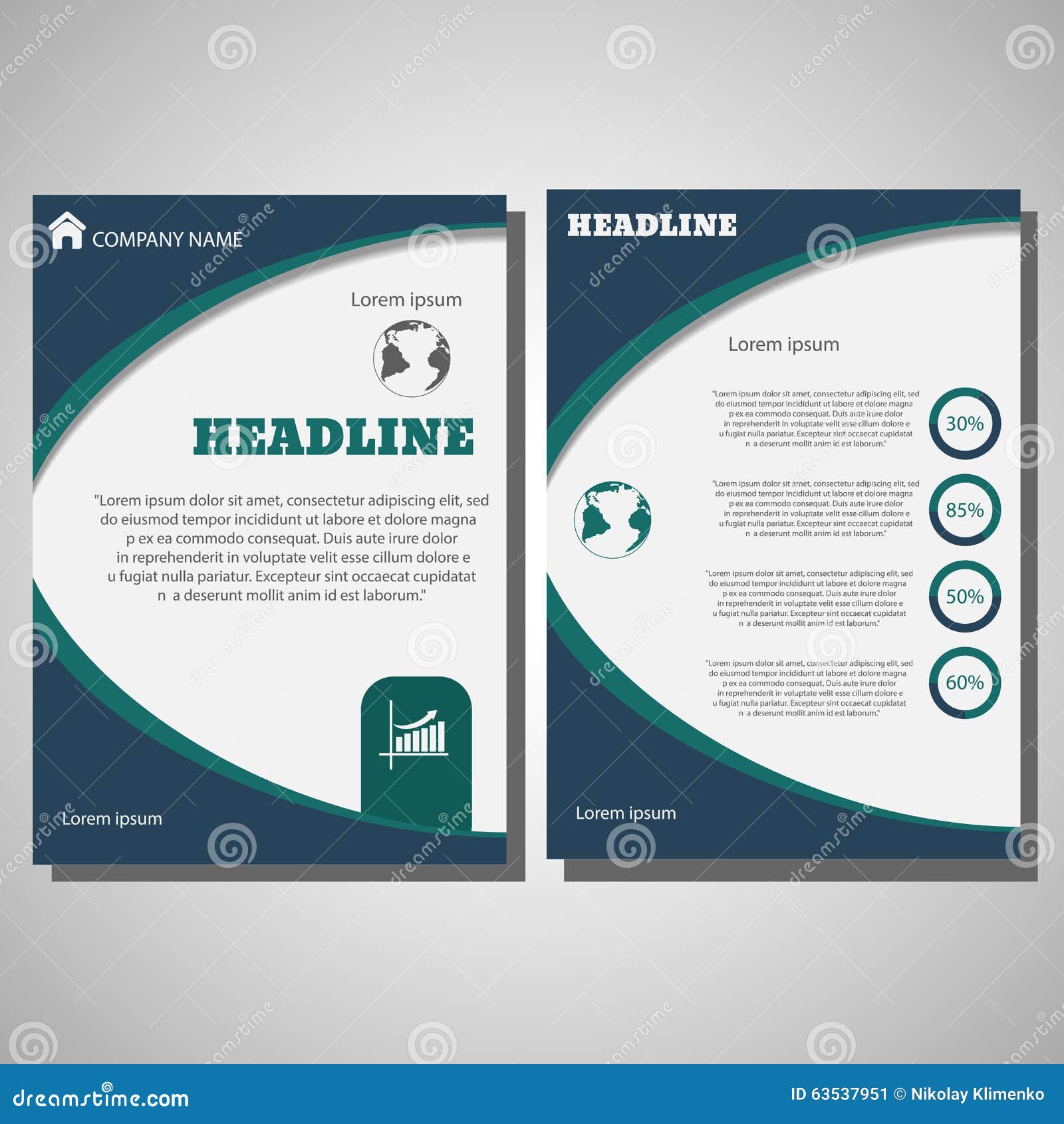Vector Brochure Flyer Design Size A4, Front Page and Back Pages Stock ...