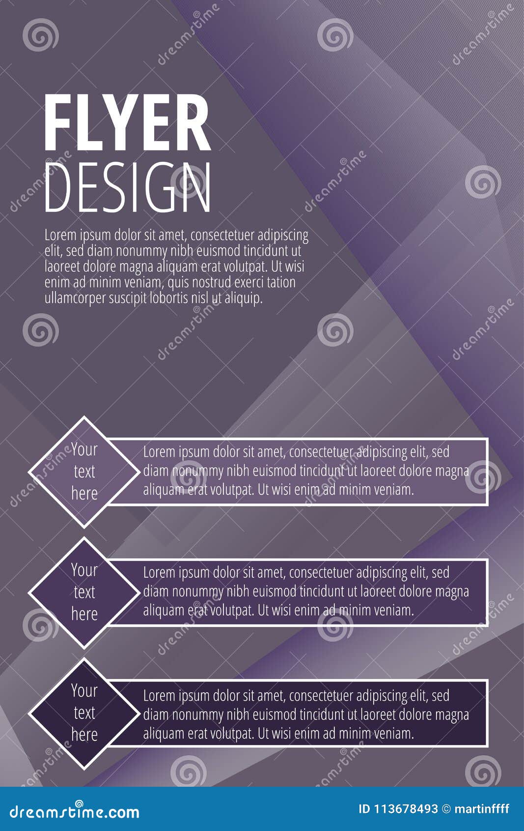 Vector Brochure Flyer Design Template in Purple Color - Illustration ...