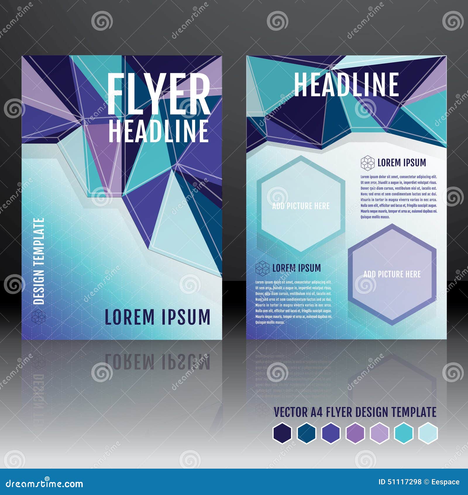 Vector Brochure Flyer Template Design with Geometric Triangular ...