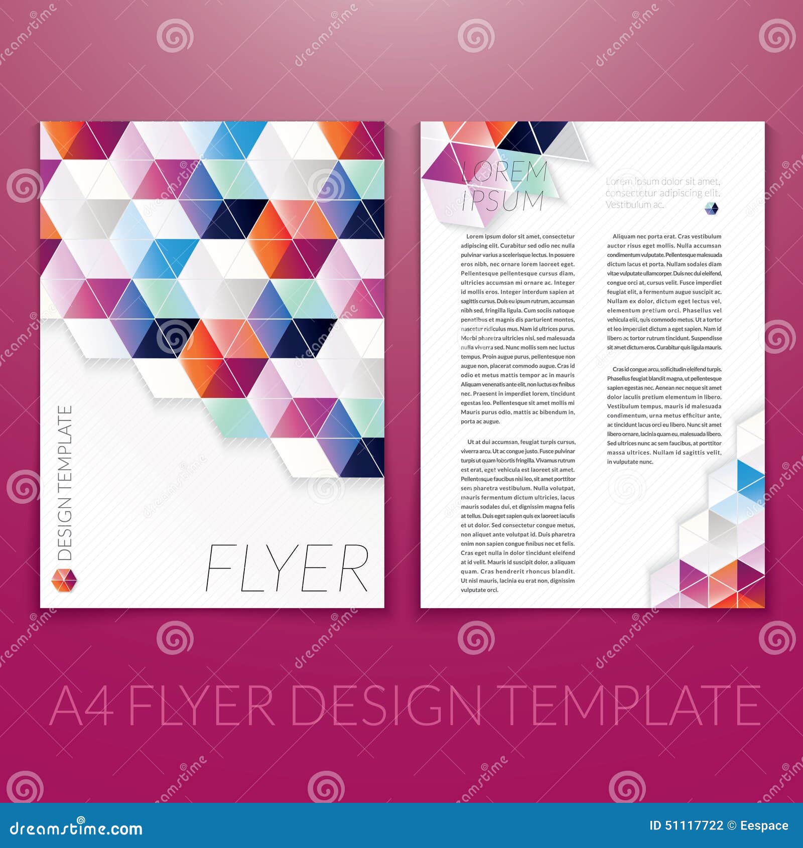 Vector Brochure Flyer Template Design with Triangle Elements. Stock ...