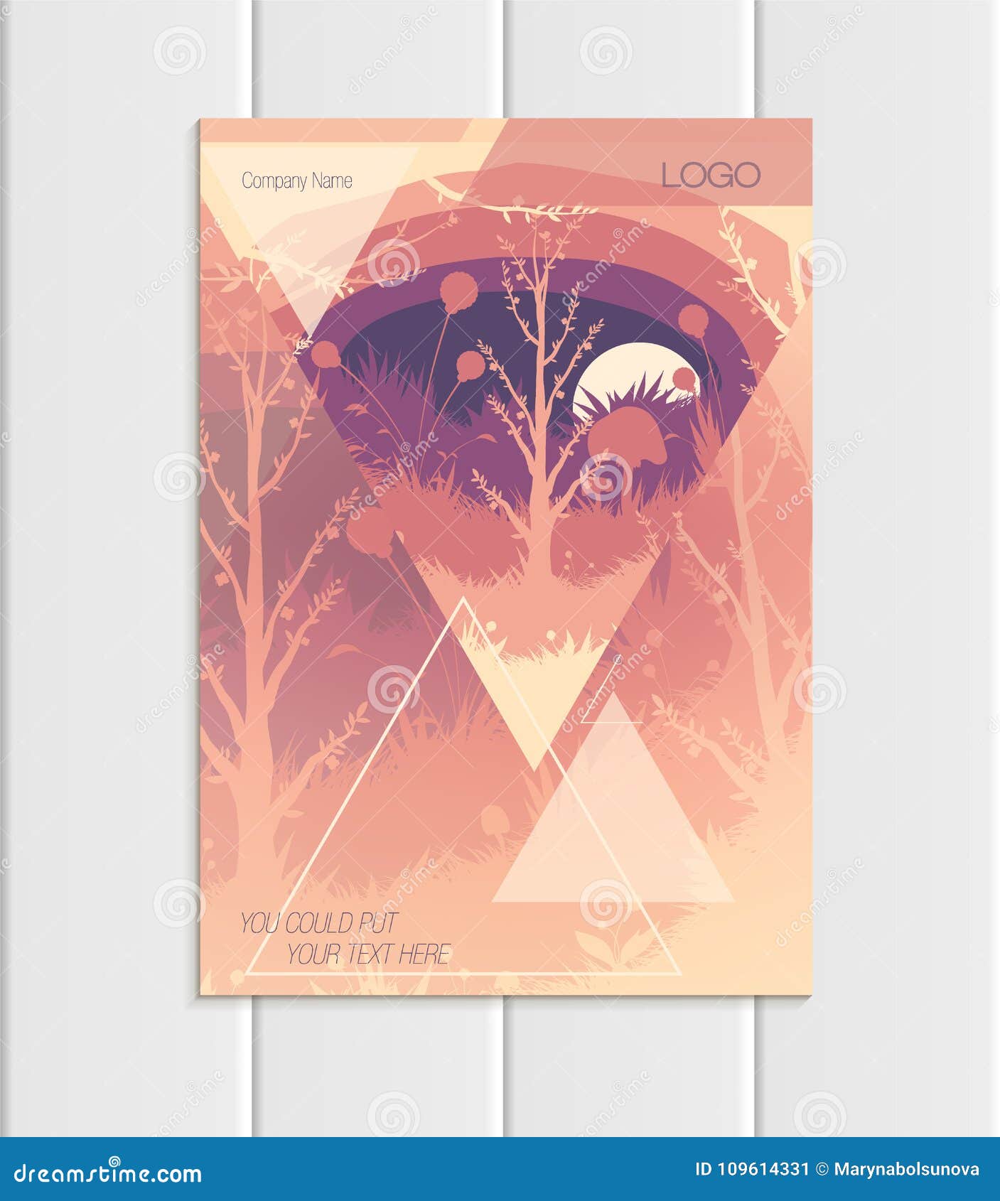 Vector Brochure A5 or A4 Format Abstract Triangles Trees Forest ...