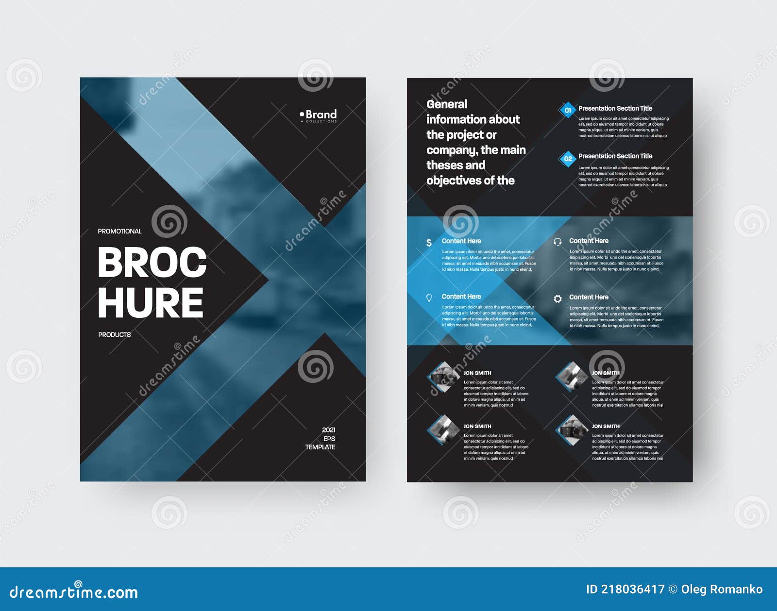 Vector Brochure Template with Creative Design on Black Background ...