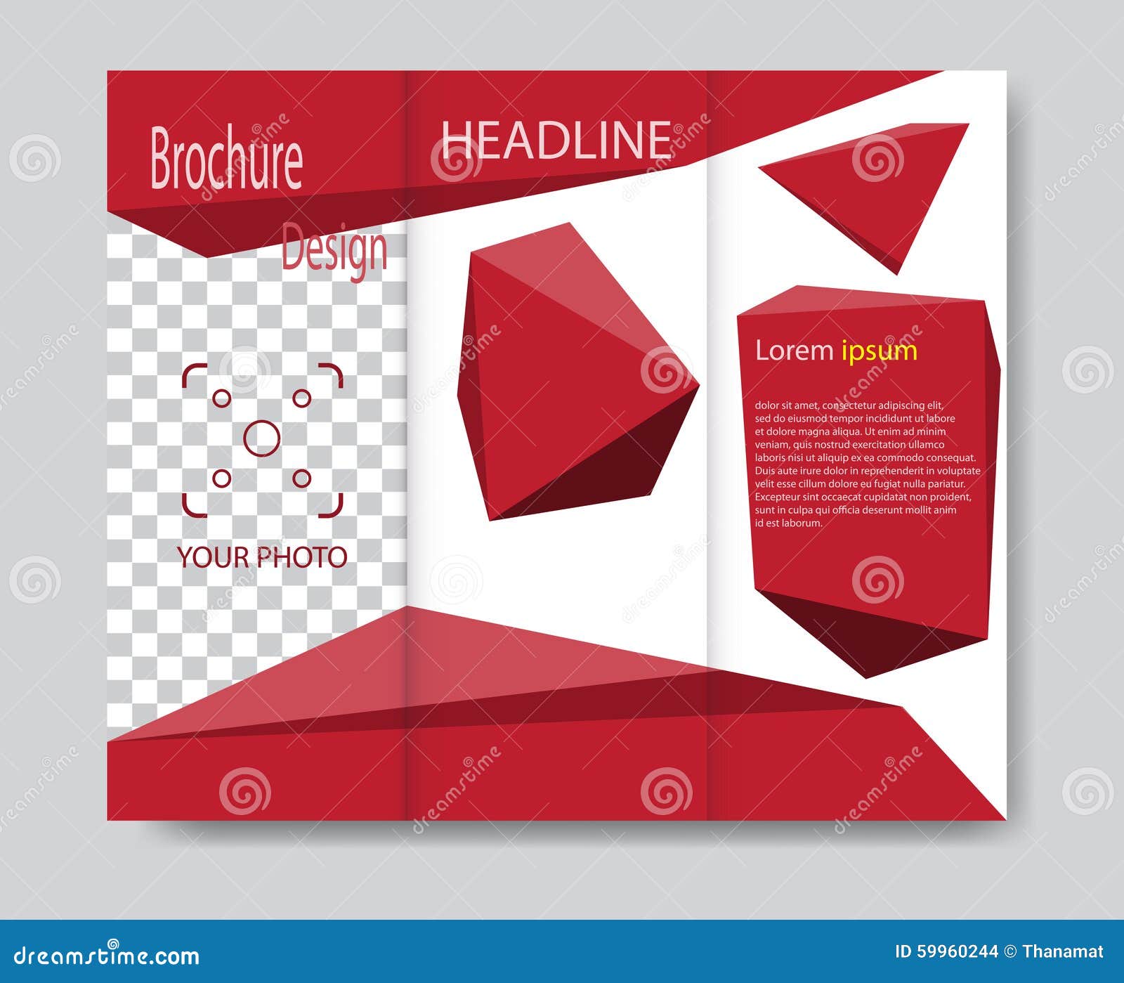 Vector Brochure Template Design with Red Elements Stock Vector ...