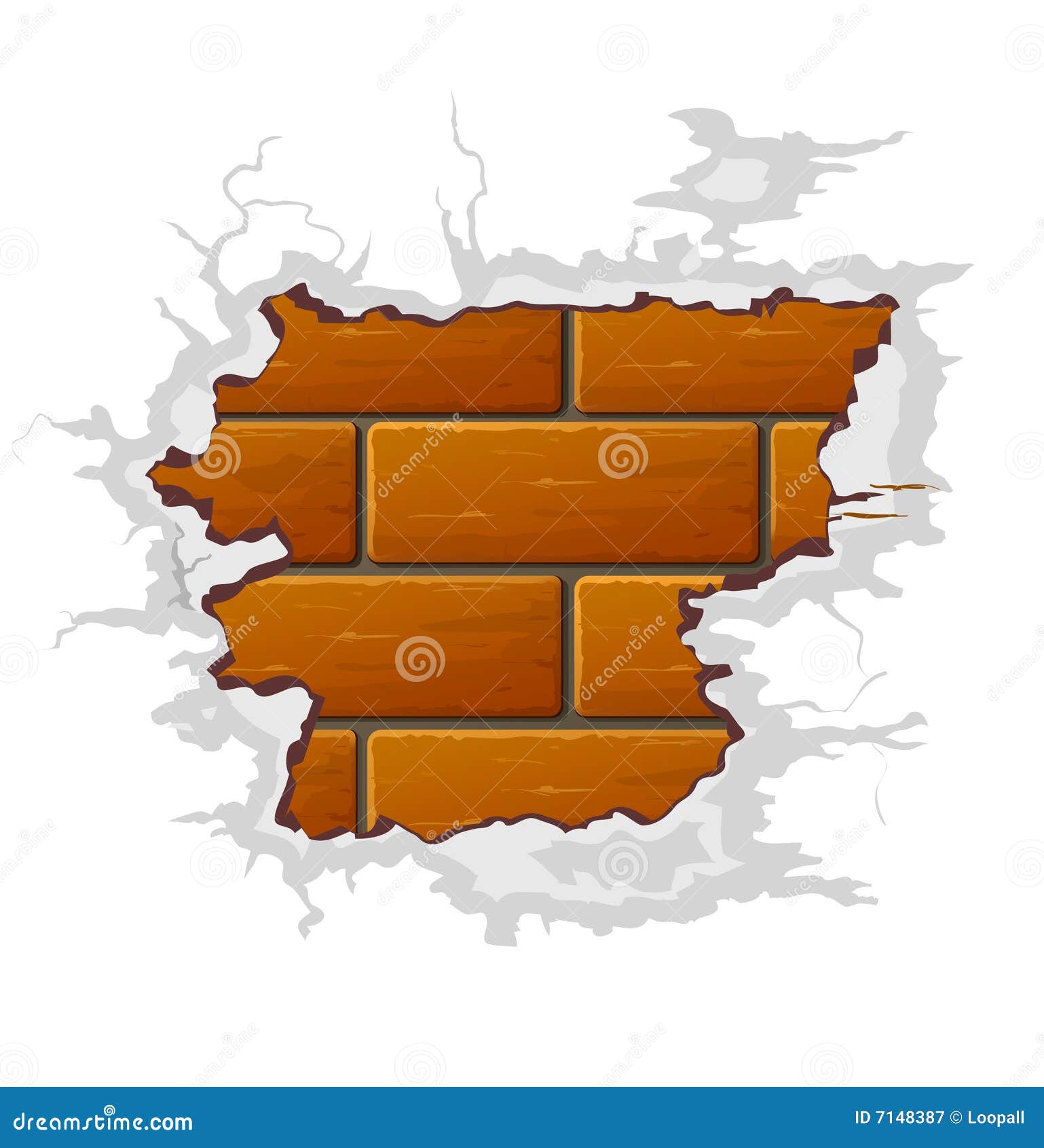 Vector broken brick wall stock vector. Illustration of wall - 7148387