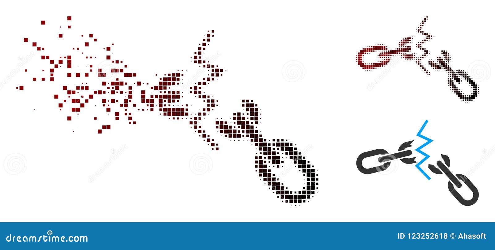 Dissipated Pixel Halftone Broken Chain Icon Stock Vector - Illustration ...
