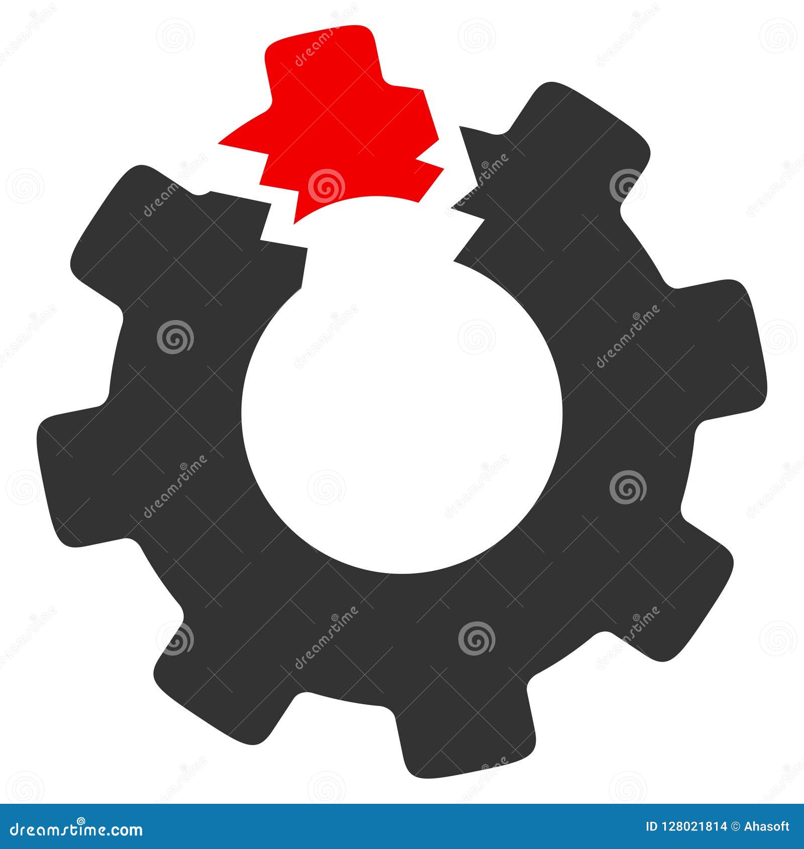 Broken Cog Vector Icon stock vector. Illustration of equipment - 128021814