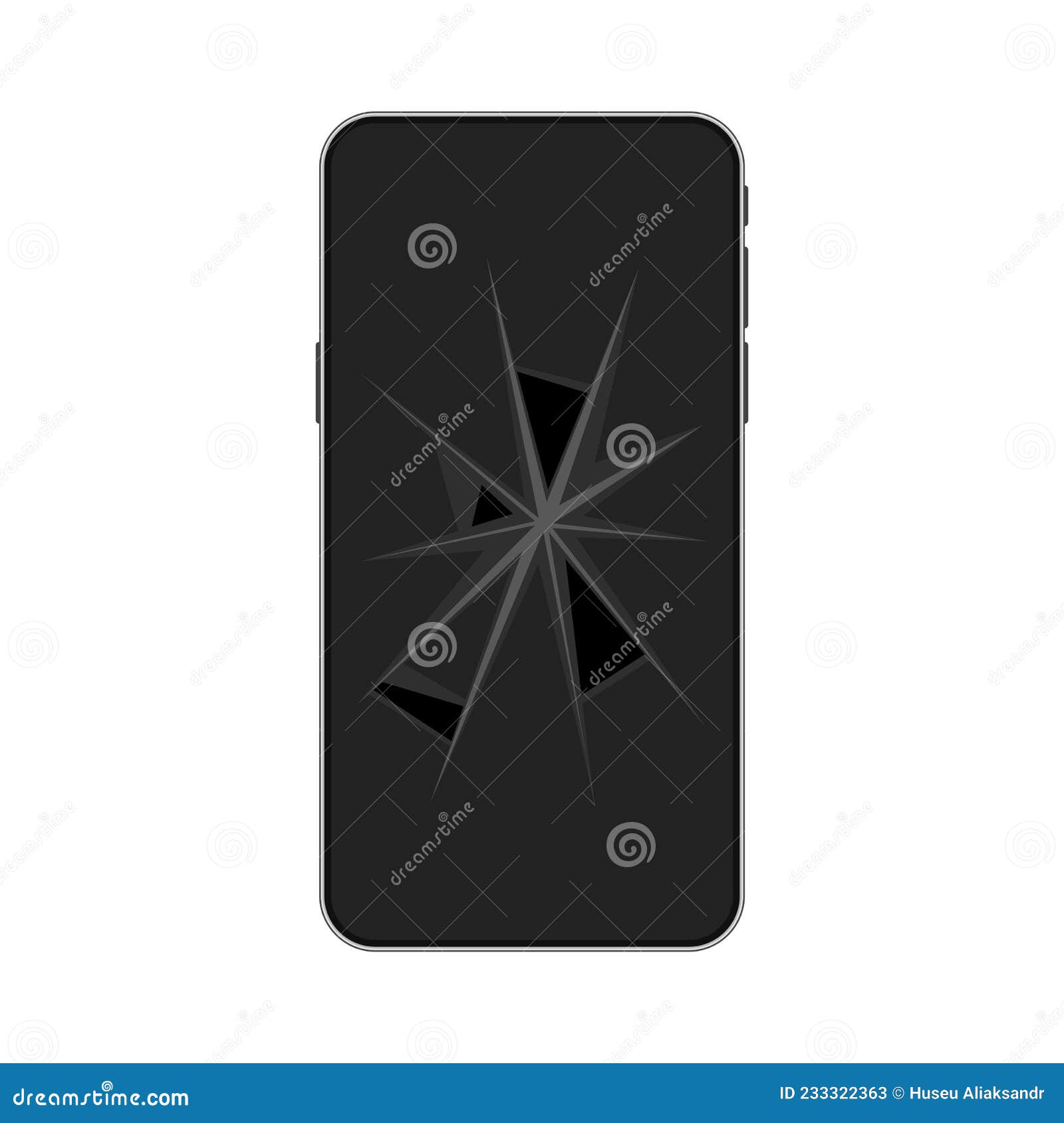 Vector broken phone. stock vector. Illustration of black - 233322363
