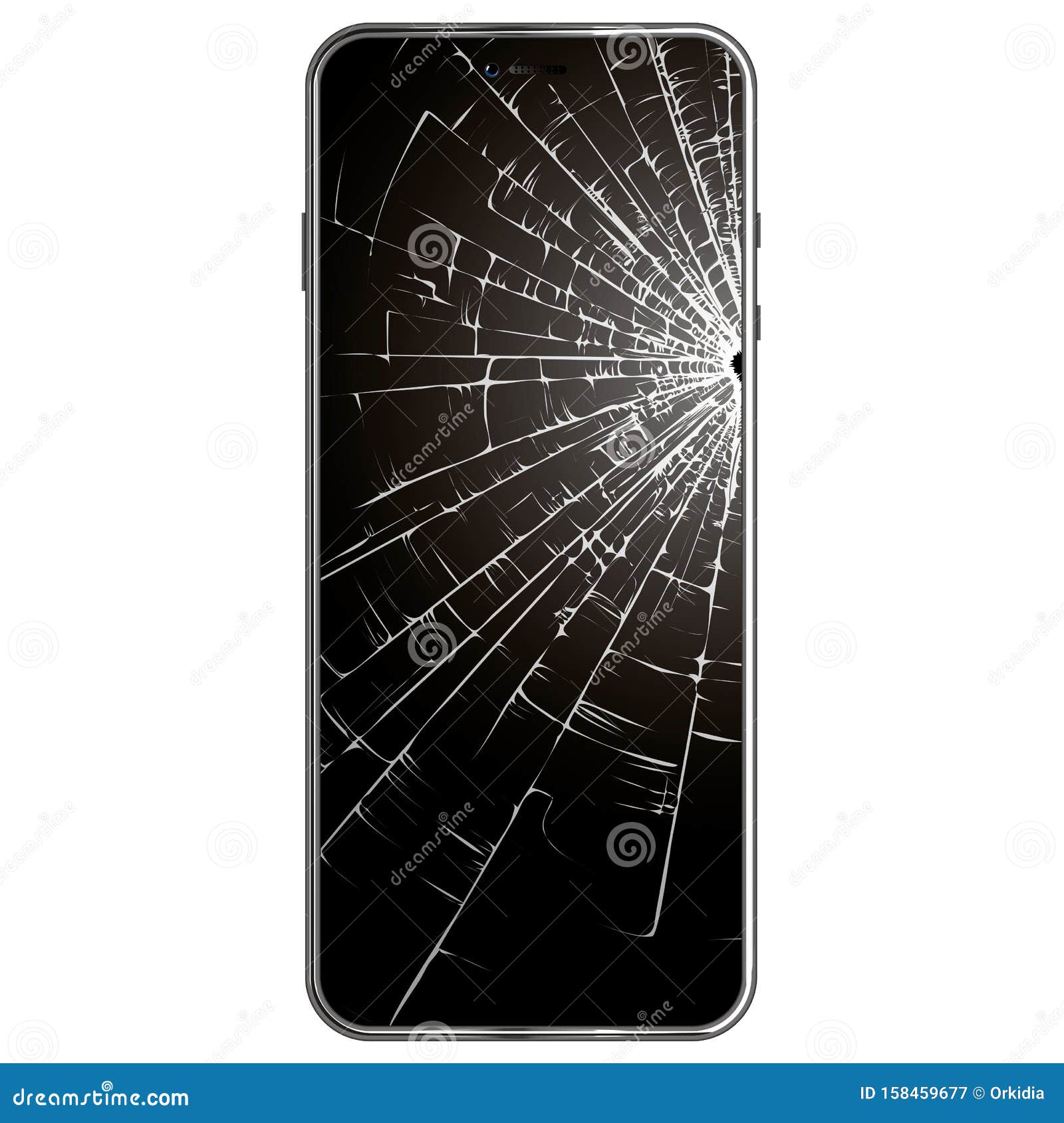Broken Phone Display With Glith Effect Vector Illustration ...