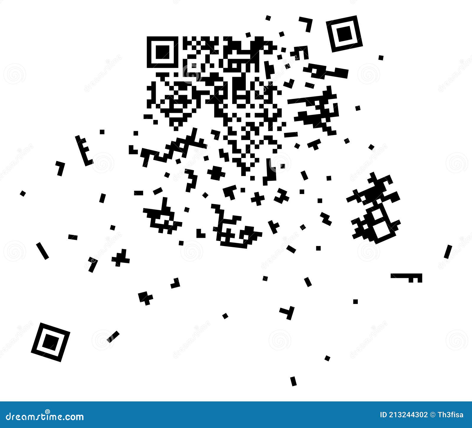 Vector Broken Qr Code on White Background Stock Vector - Illustration ... Vector Broken Qr Code on White Background Stock Vector - Illustration ...