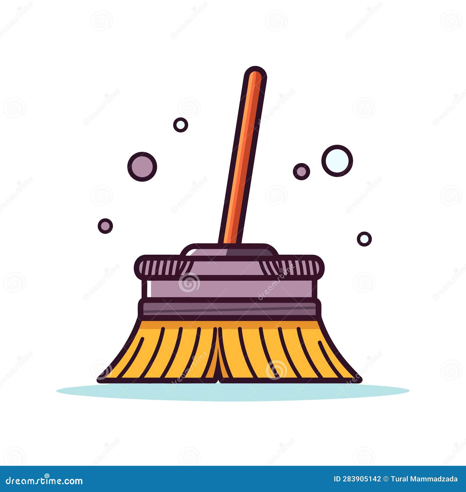 Vector of a Broom with Soap Bubbles Floating on it Stock Vector ...