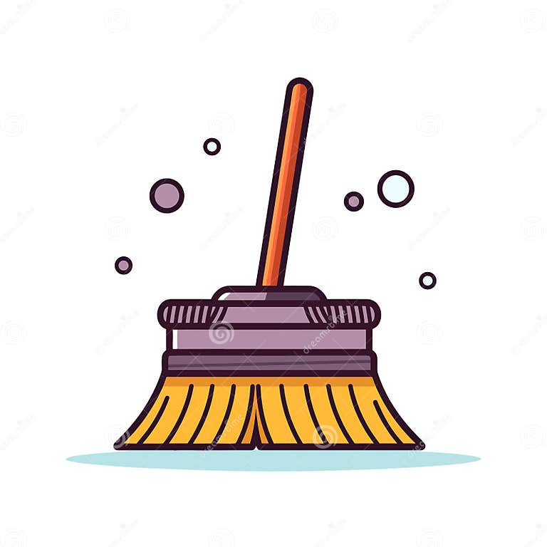 Vector of a Broom with Soap Bubbles Floating on it Stock Vector ...