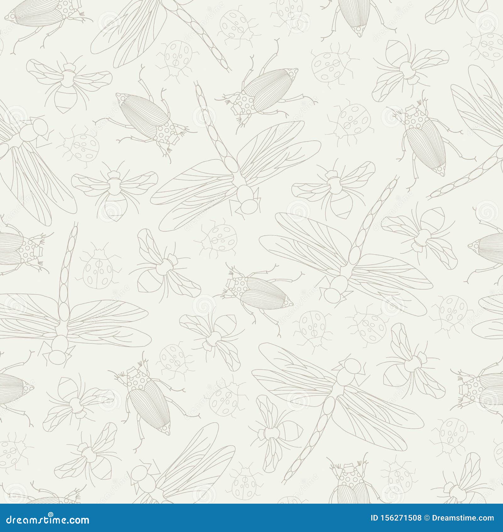 Vector Brown Bugs Insects on Beige Seamless Repeat Pattern Stock Vector ...