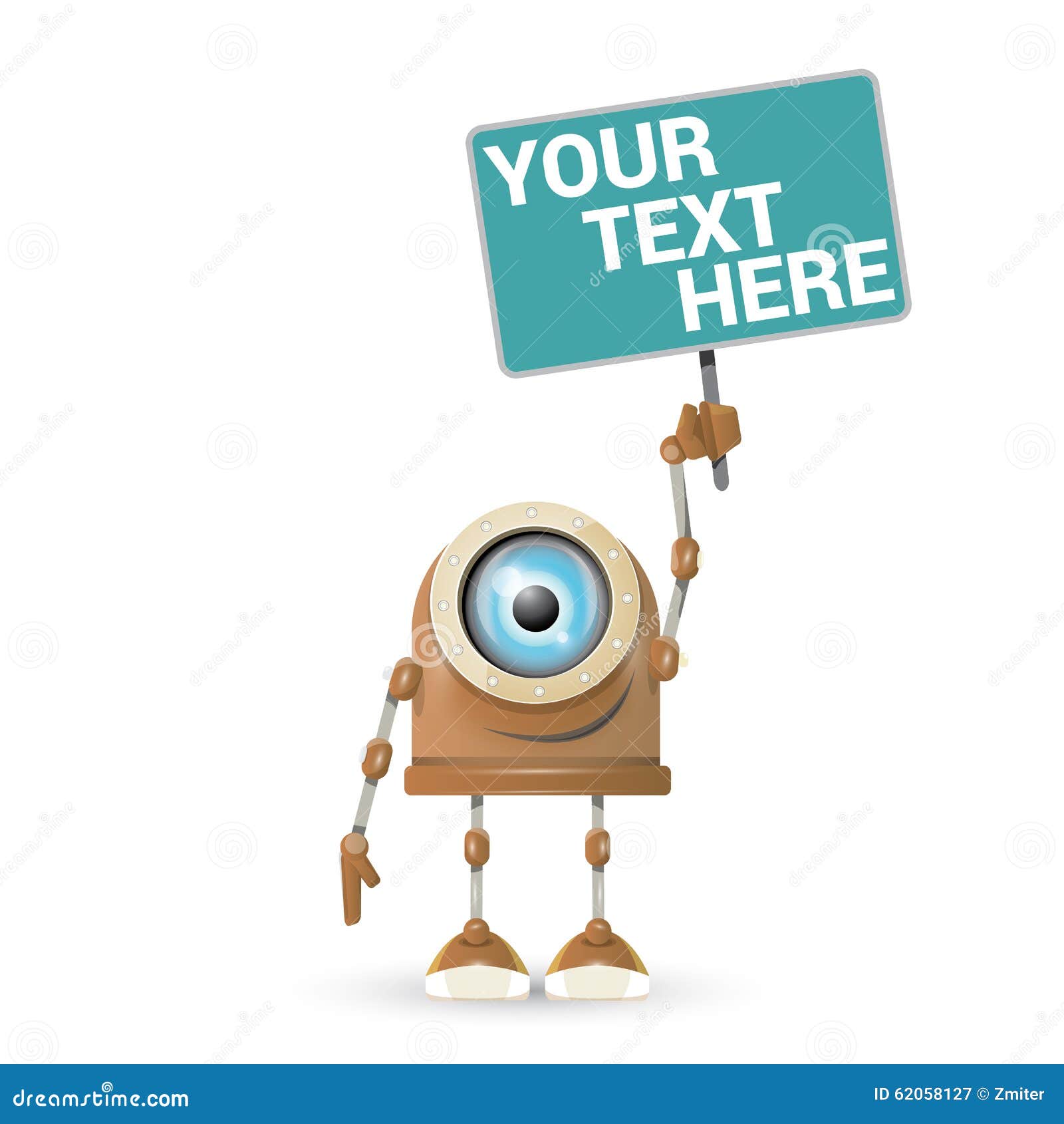 Vector Brown Cartoon Robot Isolated on White Stock Vector ...