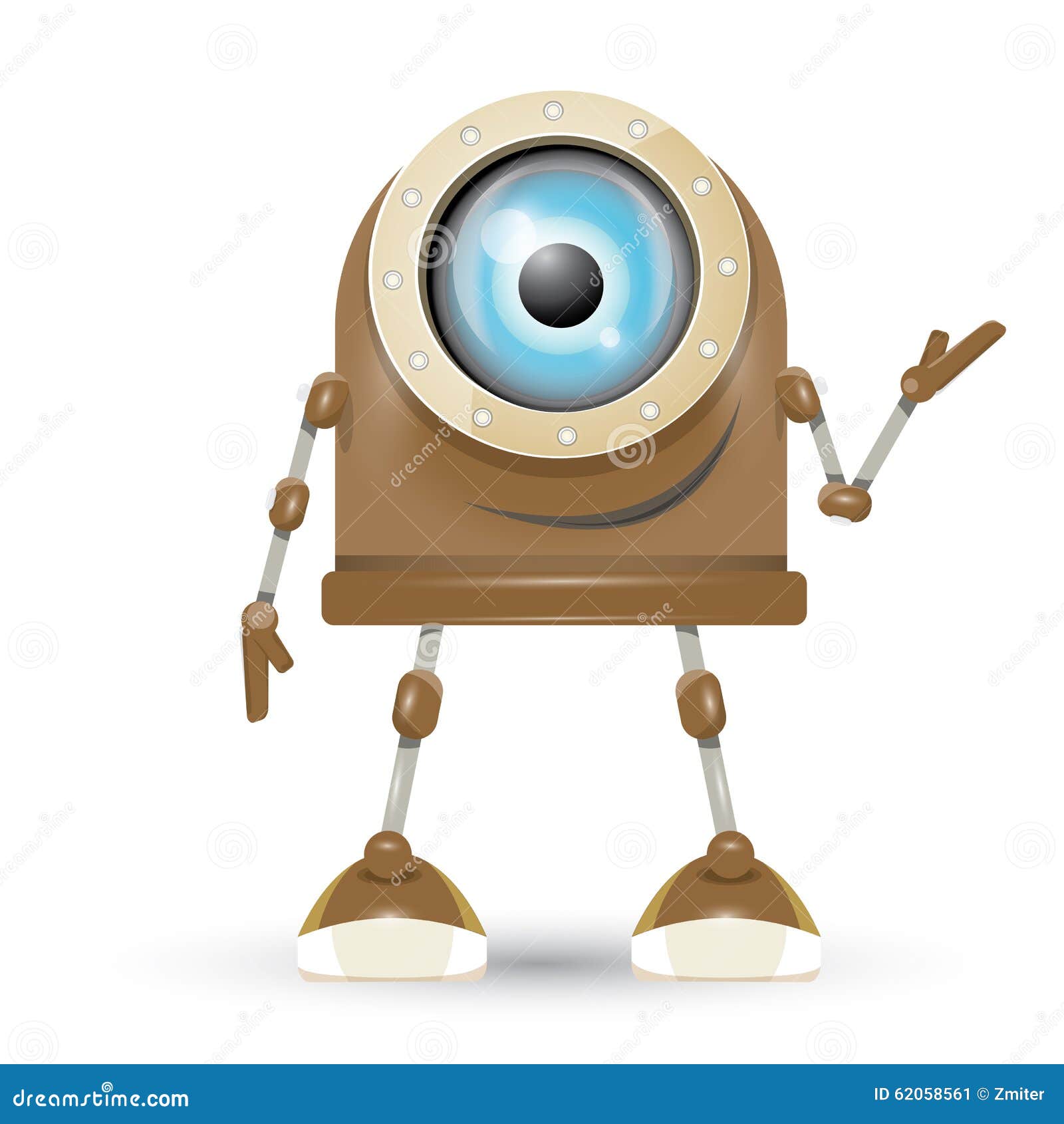 Vector Brown Cartoon Robot Isolated on White Stock Vector ...
