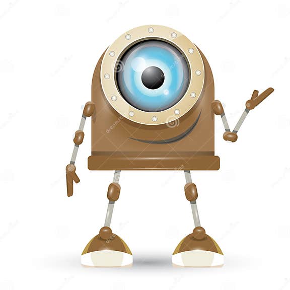 Vector Brown Cartoon Robot Isolated on White Stock Vector ...
