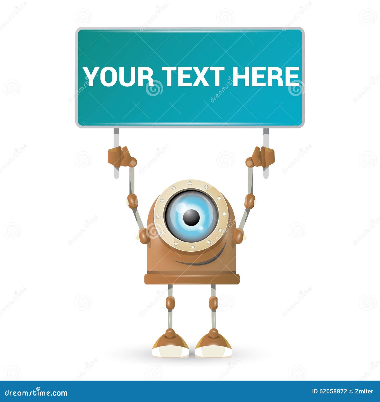 Vector Brown Cartoon Robot Isolated on White Stock Vector ...