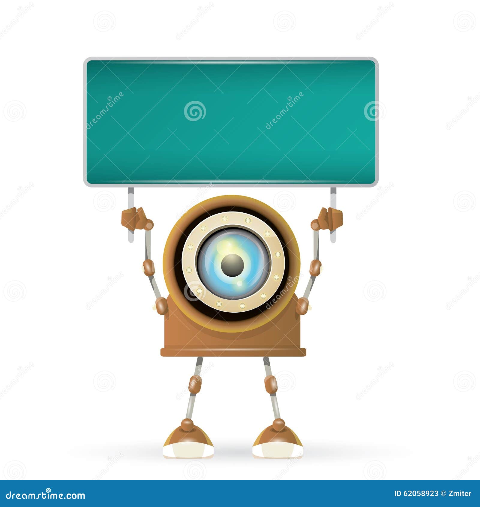 Vector Brown Cartoon Robot Isolated on White Stock Vector ...