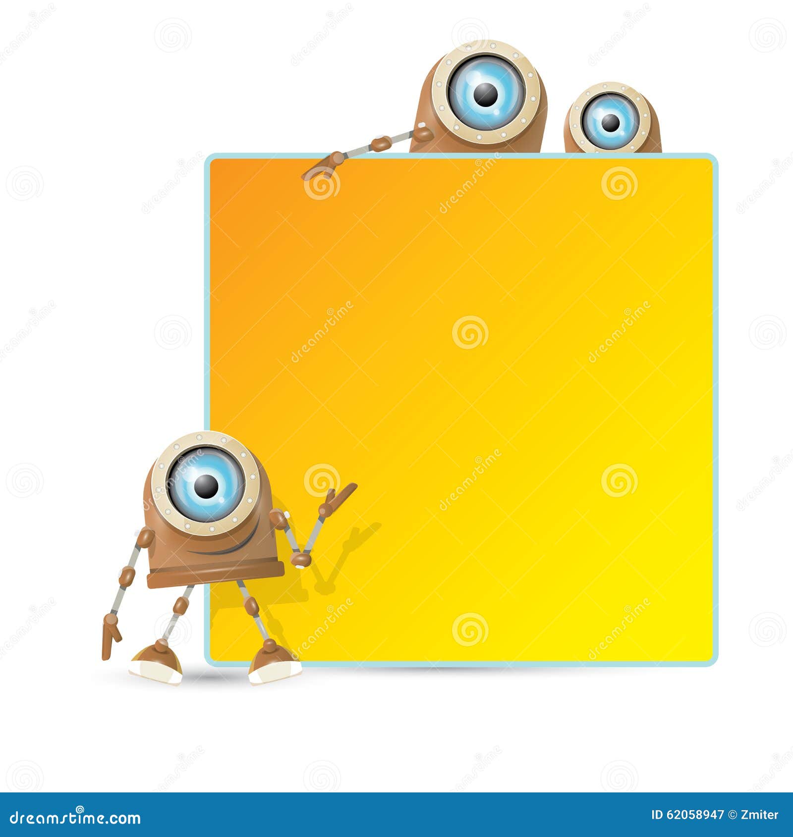 Vector Brown Cartoon Robot Isolated on White Stock Vector ...