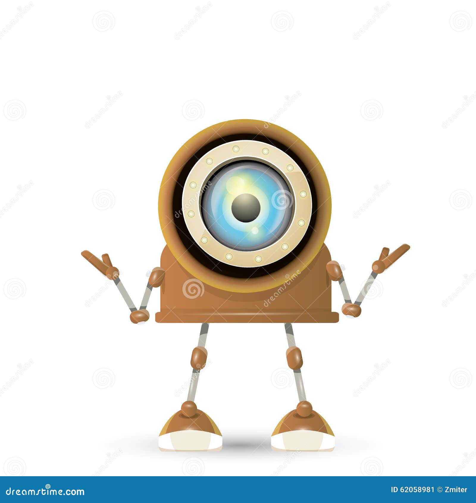 Vector Brown Cartoon Robot Isolated on White Stock Vector ...