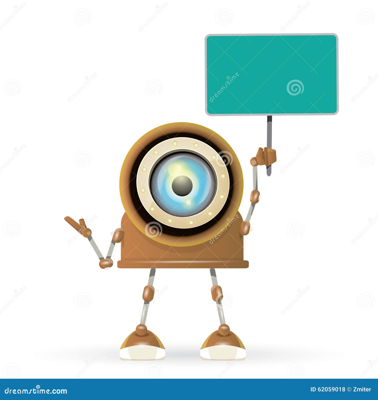 Vector Brown Cartoon Robot Isolated on White Stock Vector ...