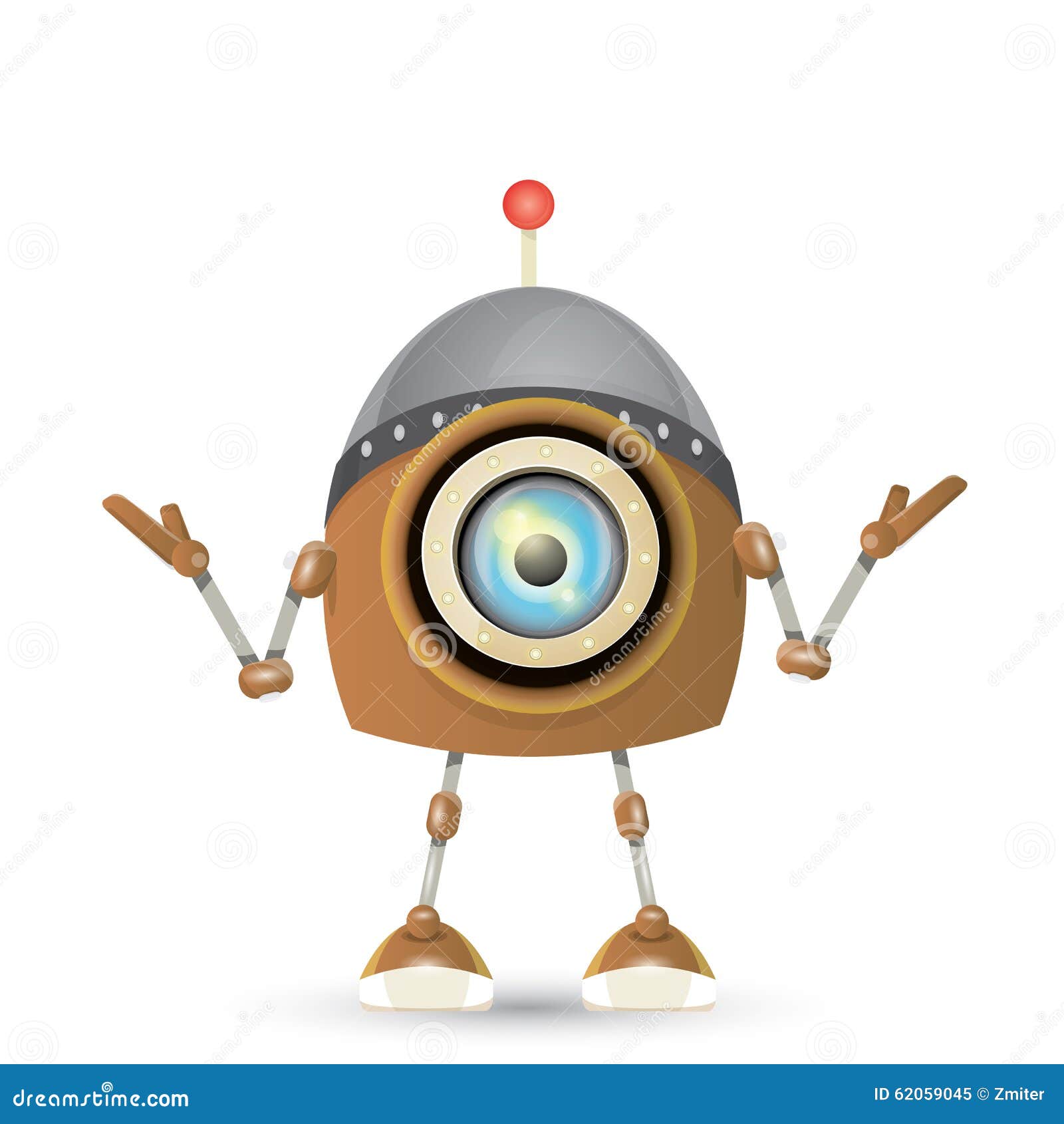 Vector Brown Cartoon Robot Isolated on White Stock Vector ...