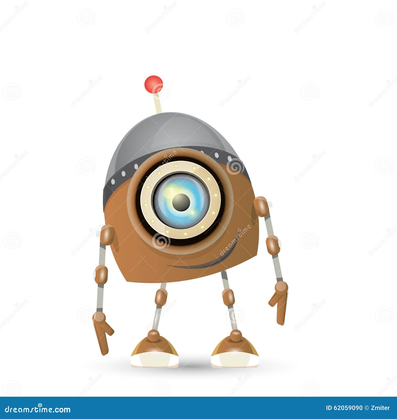 Vector Brown Cartoon Robot Isolated on White Stock Vector ...
