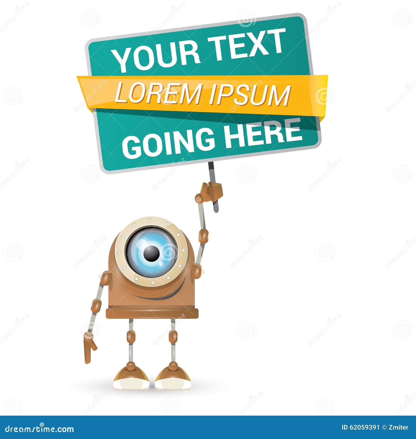 Vector Brown Cartoon Robot Isolated on White Stock Vector ...