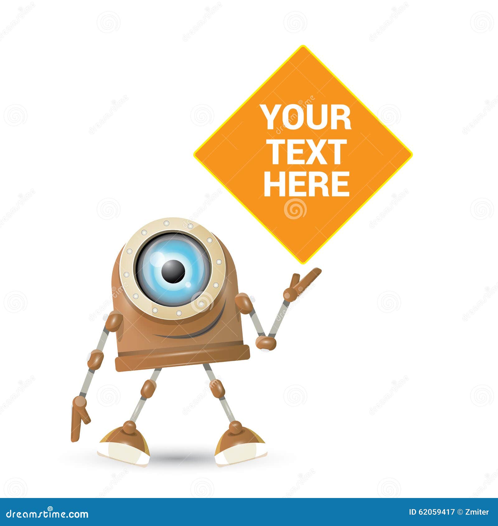 Vector Brown Cartoon Robot Isolated on White Stock Vector ...