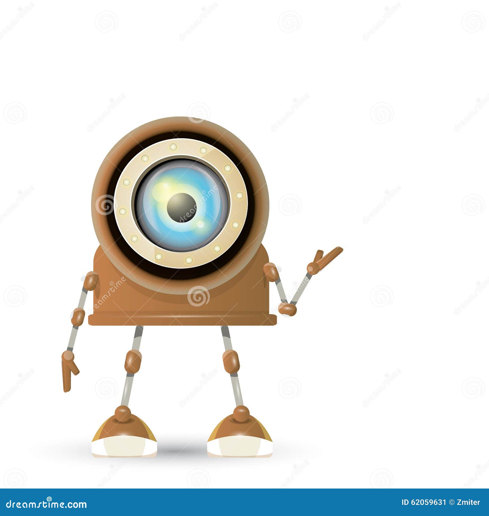 Vector Brown Cartoon Robot Isolated on White Stock Vector ...