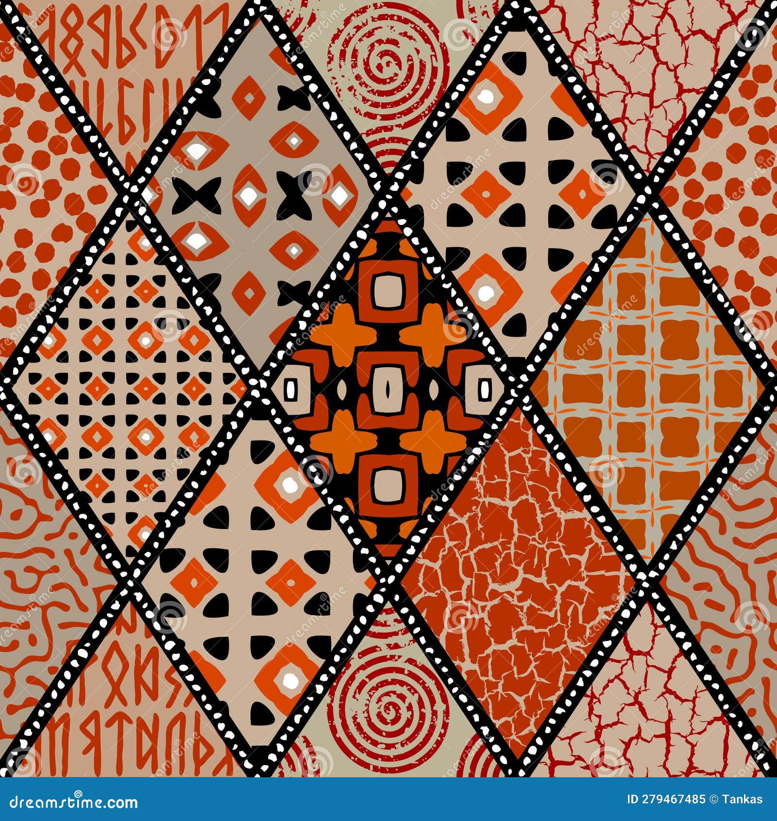 Vector Brown Ethnic Tribal Pattern. Seamless Art Image. Stock Vector ...