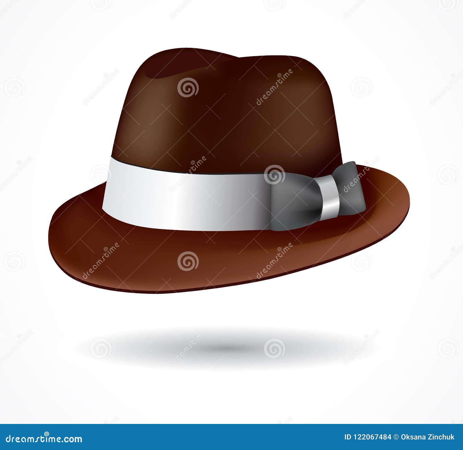 Vector Brown Fedora Hat Isolated on White. Stock Vector - Illustration ...