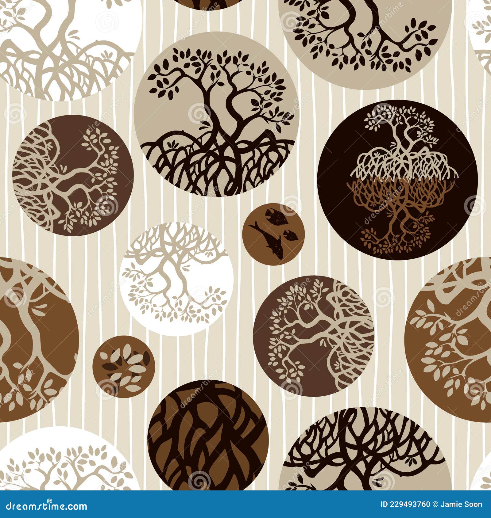 Vector Brown of Mangrove Plants Seamless Repeat Pattern Which Commonly ...