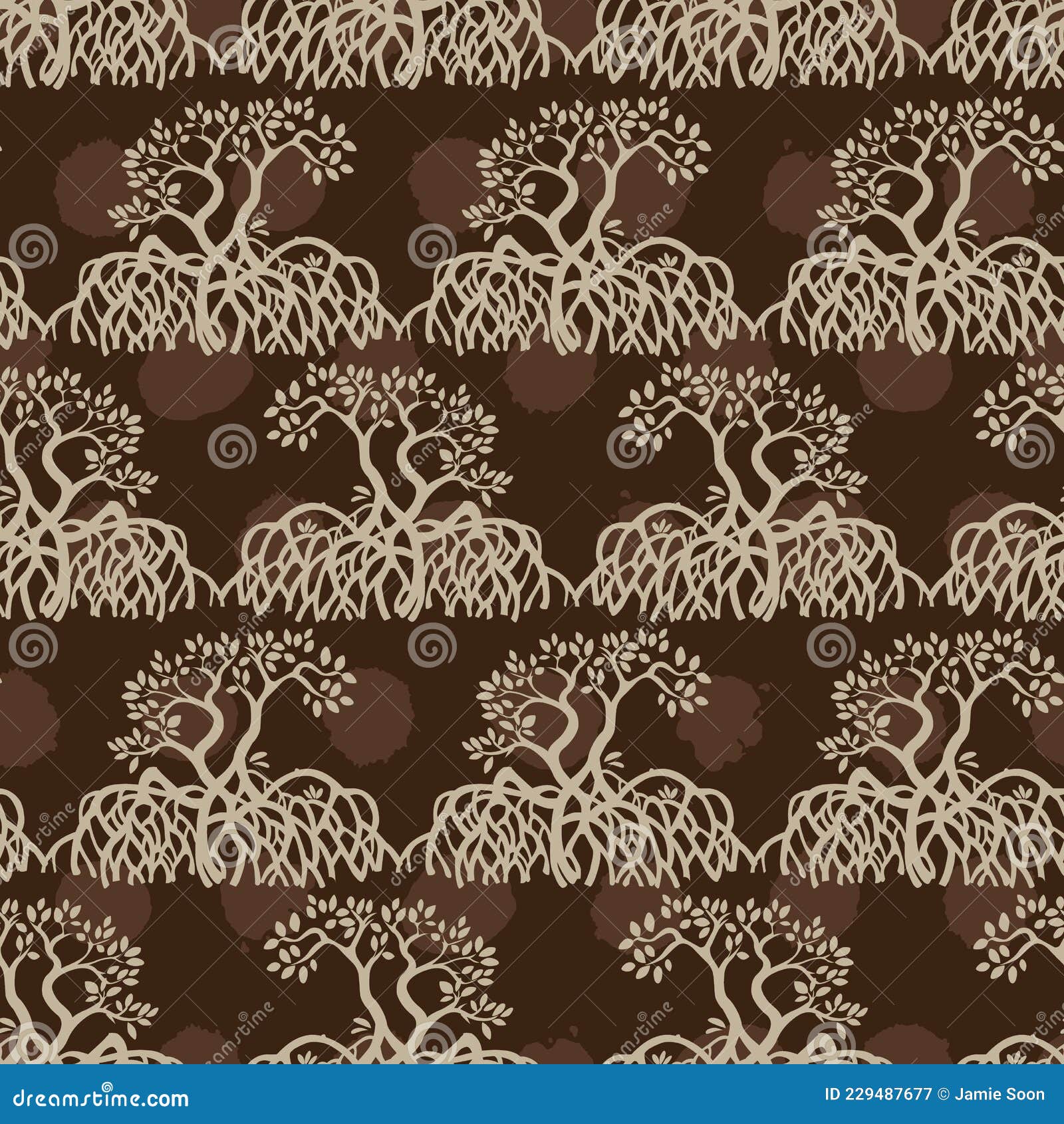 Vector Brown of Mangrove Plants Seamless Repeat Pattern Which Commonly ...