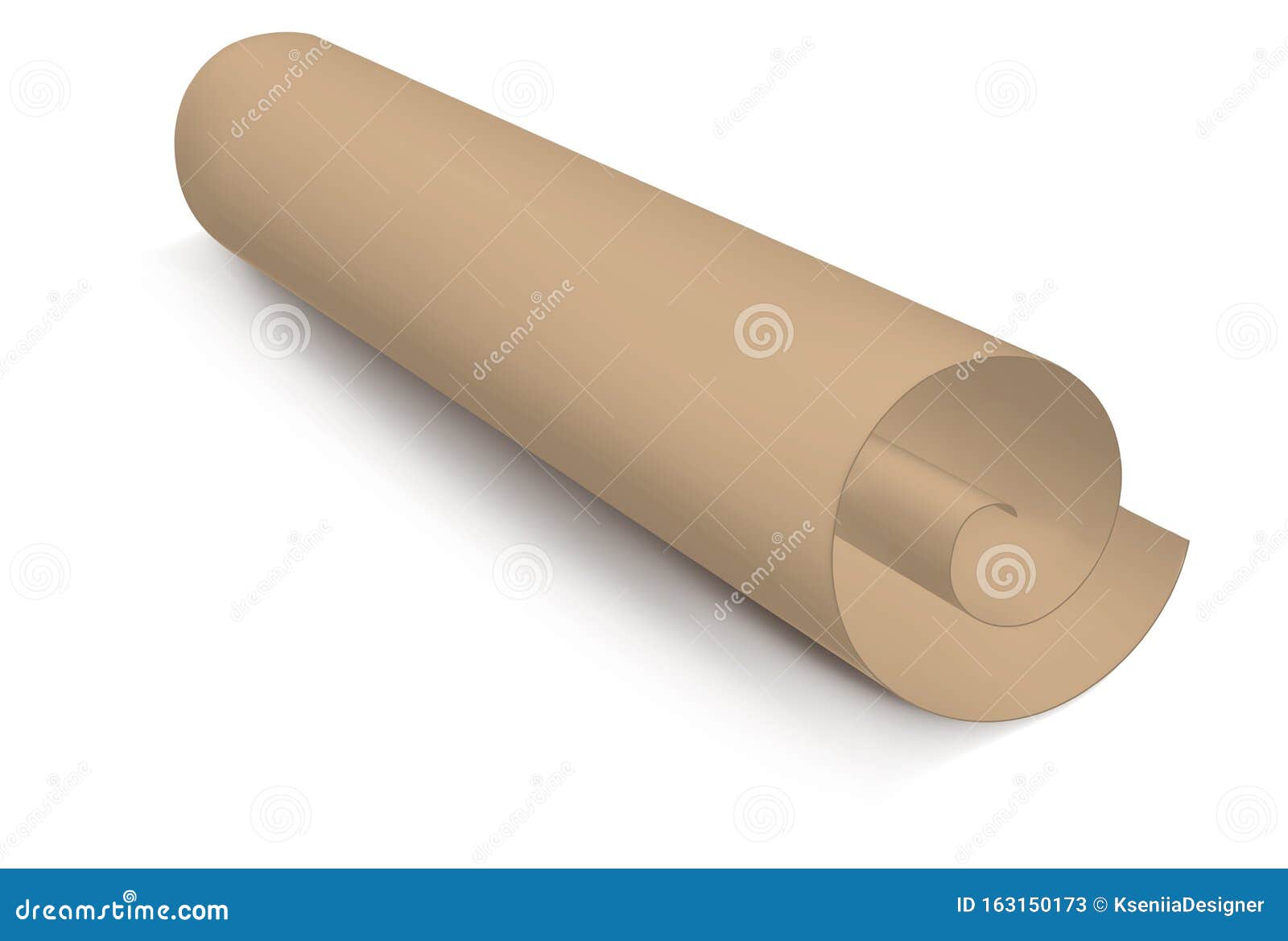 Vector Brown Realistic Paper Roll. Medieval Rolled Parchment Stock ...