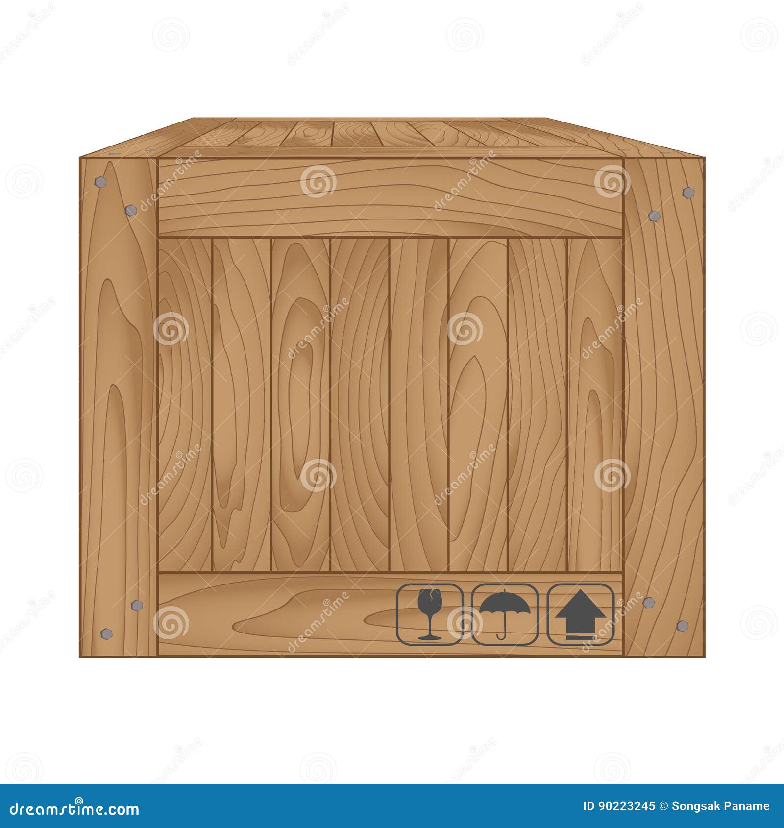 Vector of Brown Wooden Box on White Stock Vector - Illustration of ...