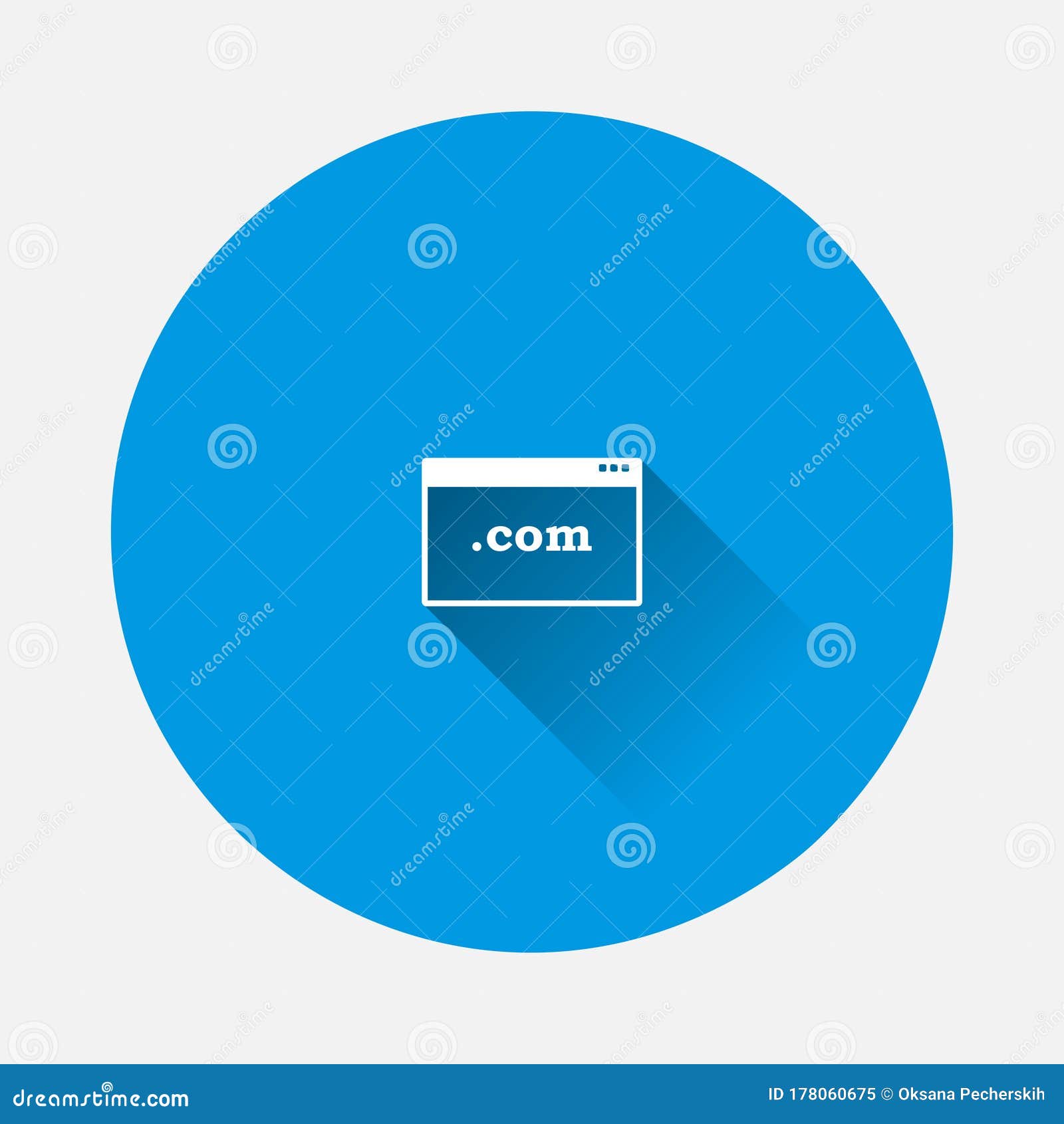 Vector Browser Window Icon on Blue Background. Flat Image with Long ...
