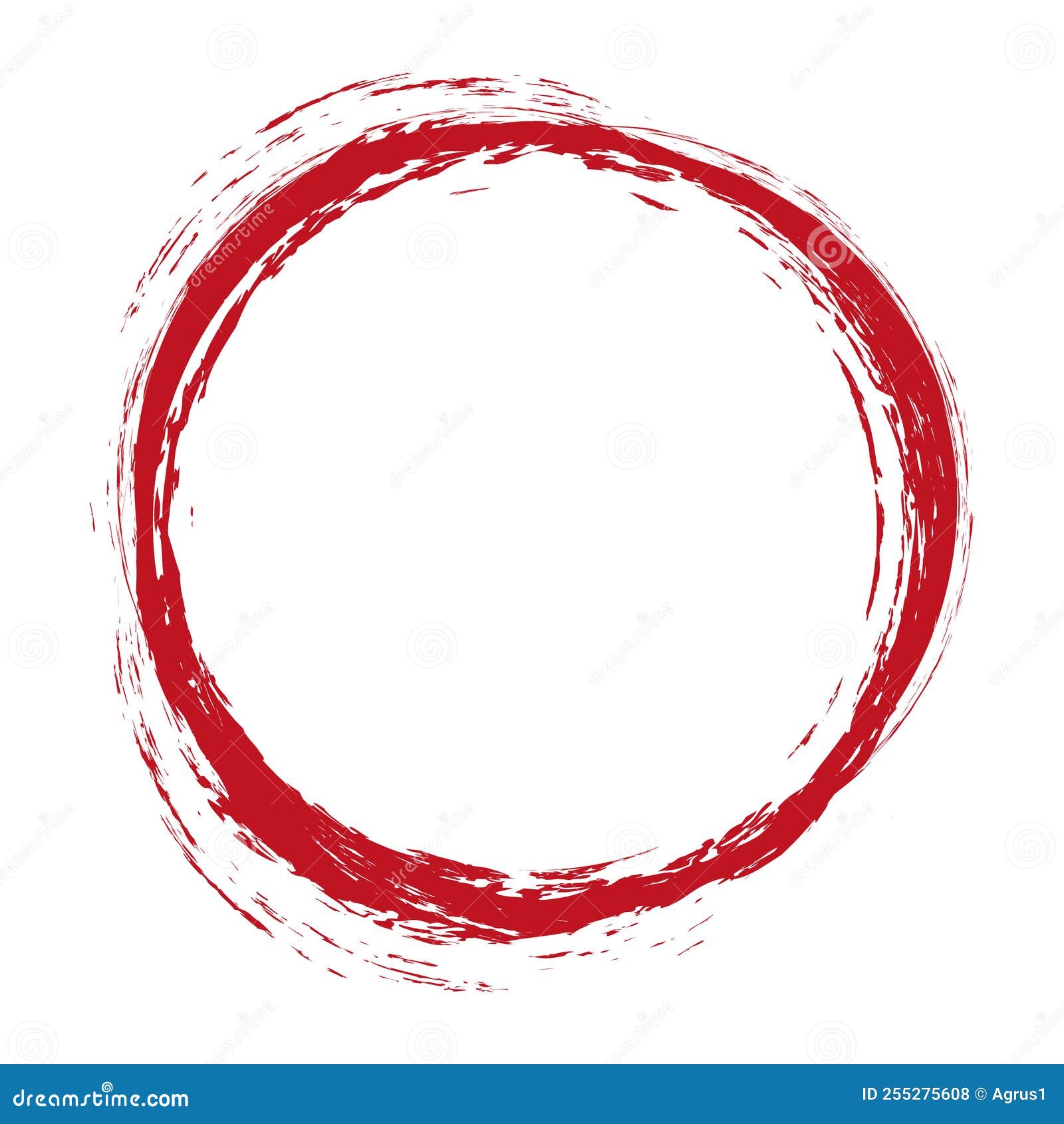 Vector Brush Painted Round Red Colored Banner Illustration on White ...