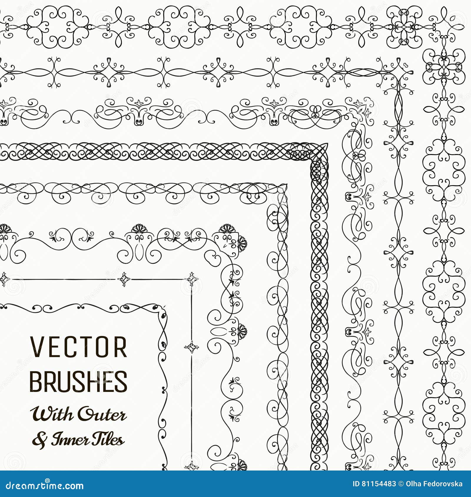 Vector Brushes with Outer and Inner Tiles Collection Stock Vector ...