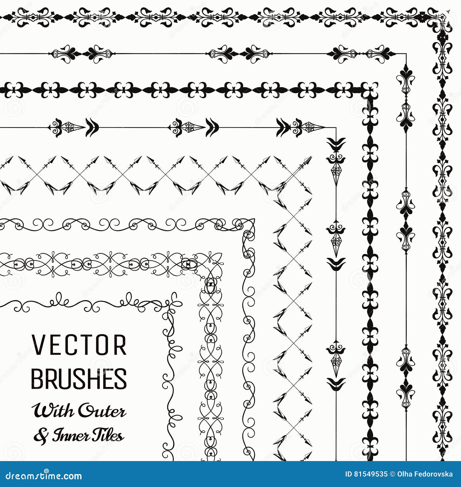 Vector Brushes with Outer and Inner Tiles Collection Stock Vector ...